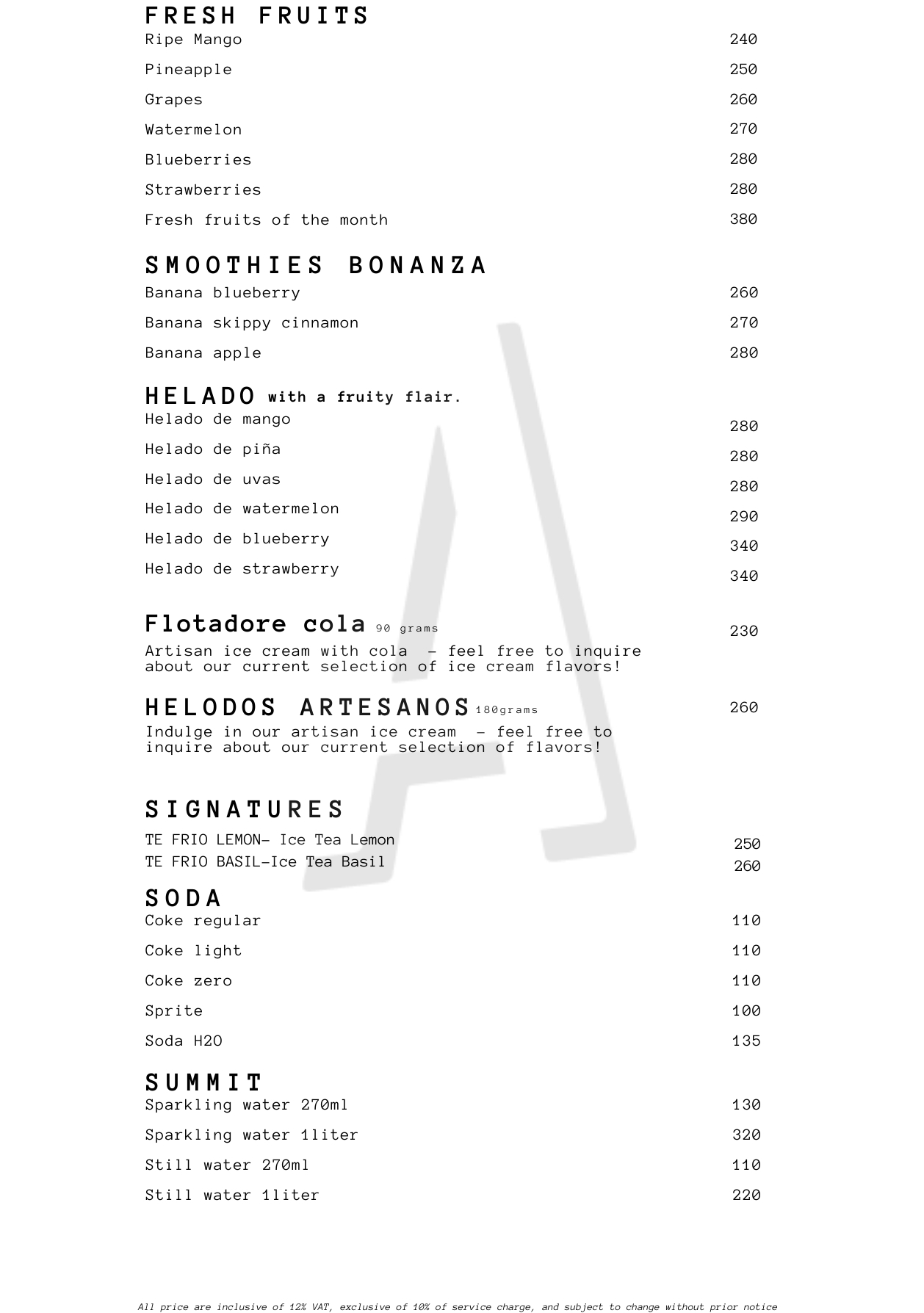 Azadore Menu – AZADORE